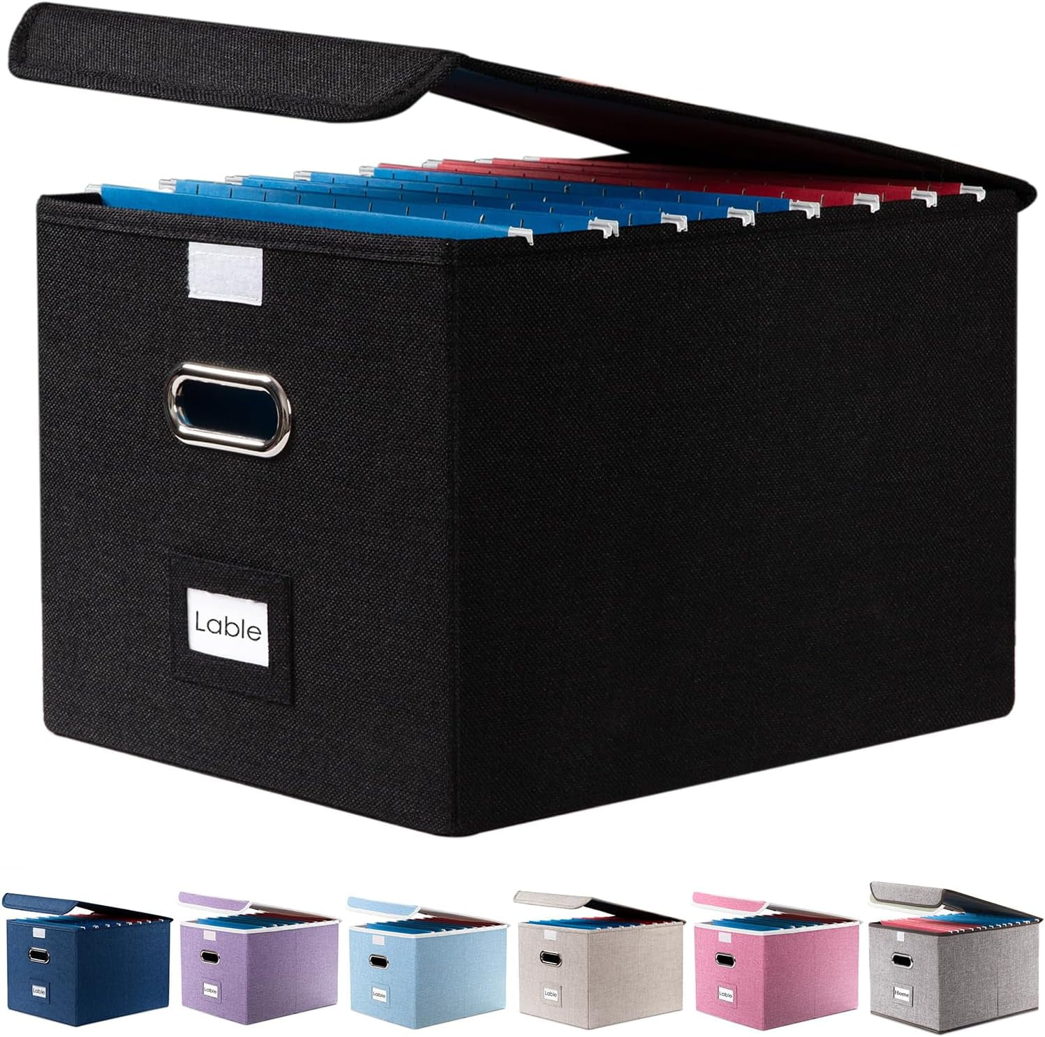 File Organizer Box - Set of 1 Collapsible Decorative Linen Filing ...