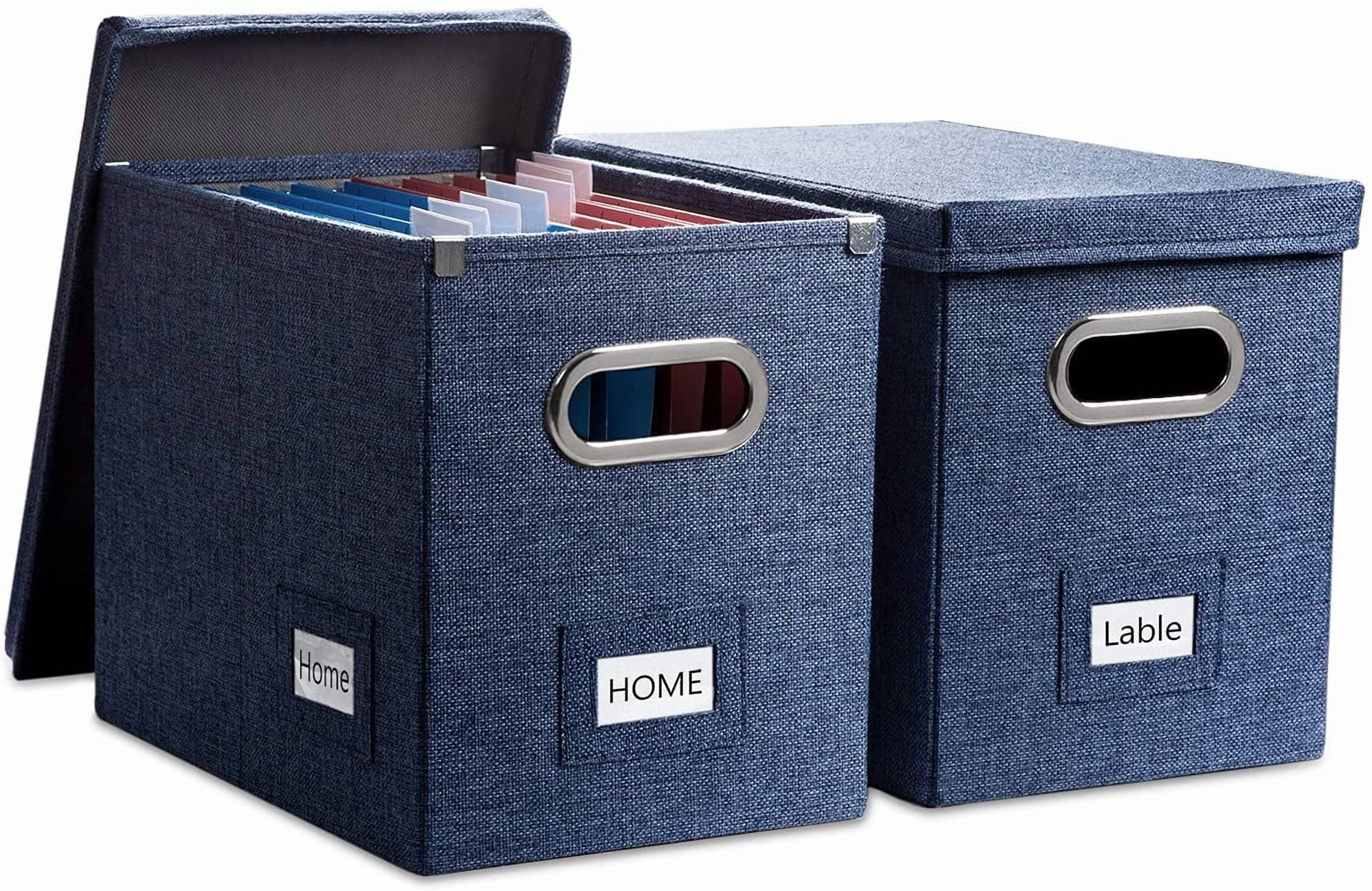 Organizer Box - Set of 2 Collapsible Decorative Linen Filing Storage ...