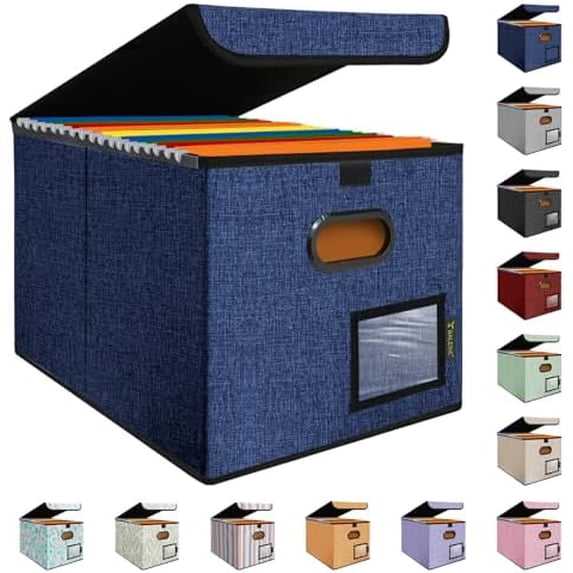 File Organizer Box with Lid, Collapsible File Folder Organizer with ...