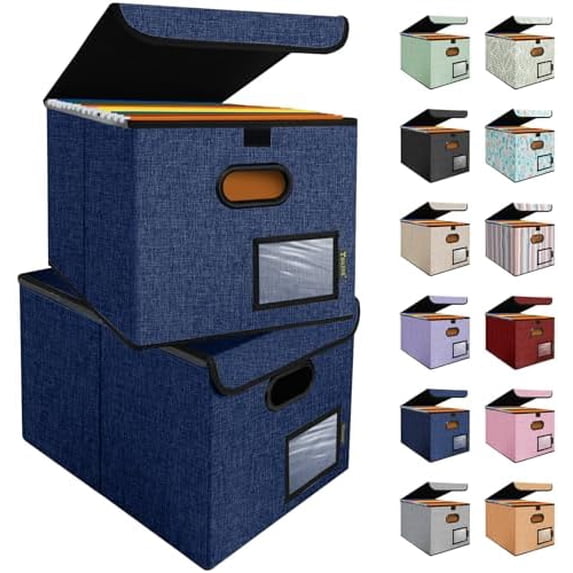 File Organizer Box with Lid, Collapsible File Folder Organizer with ...