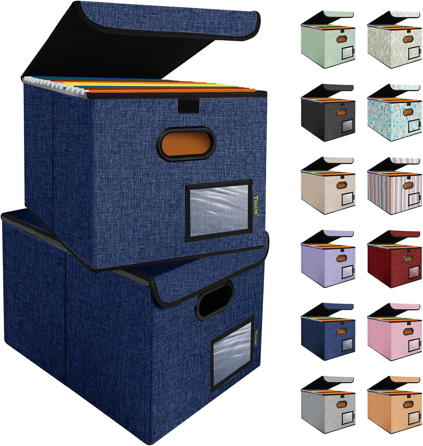 File Organizer Box with Lid, Collapsible File Folder Organizer with ...