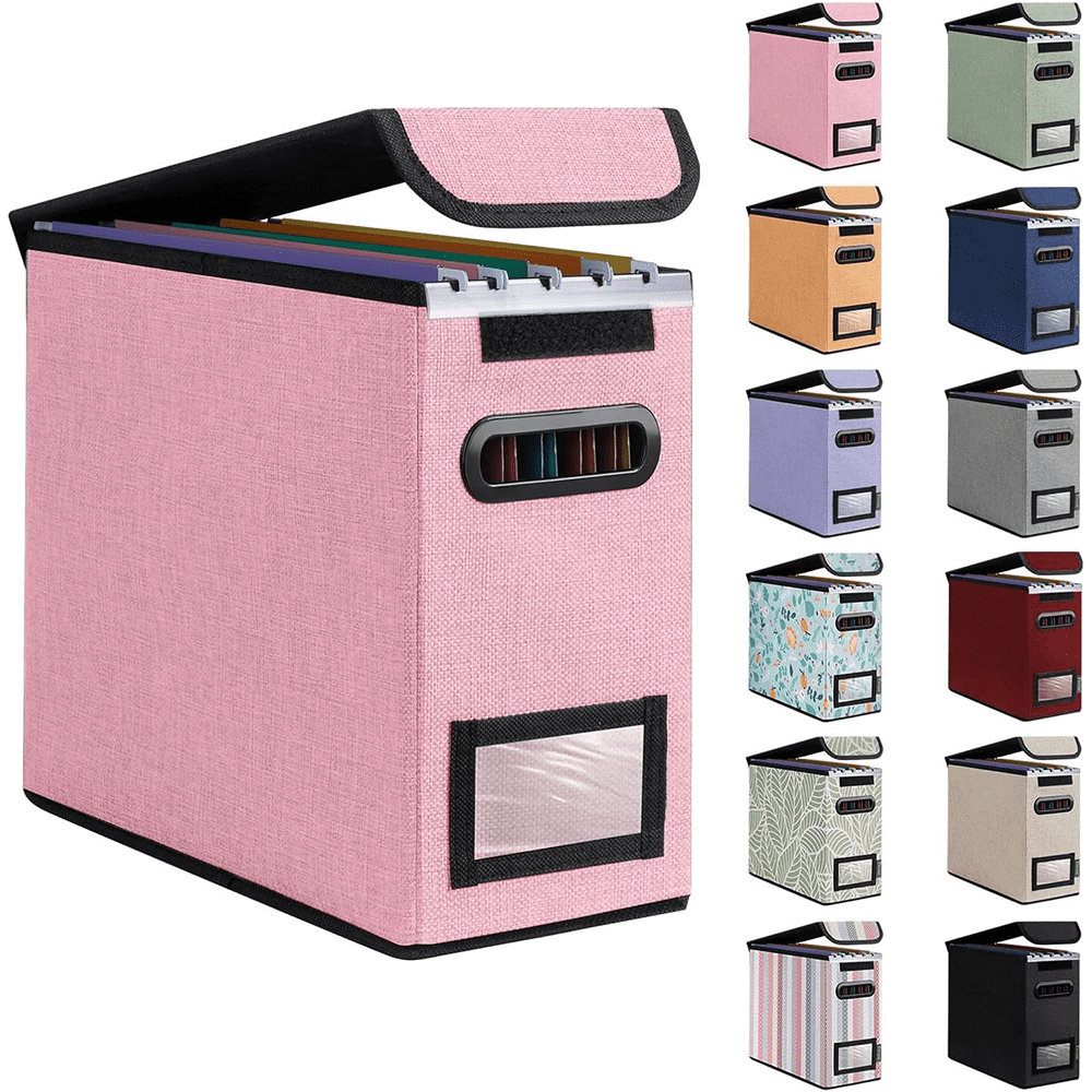 File Organizer Box with Lid, Collapsible File Folder Organizer with ...