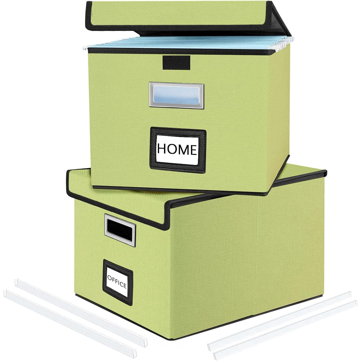 File Organizer Boxes with Lids, Linen Hanging Filing & Storage Box with ...