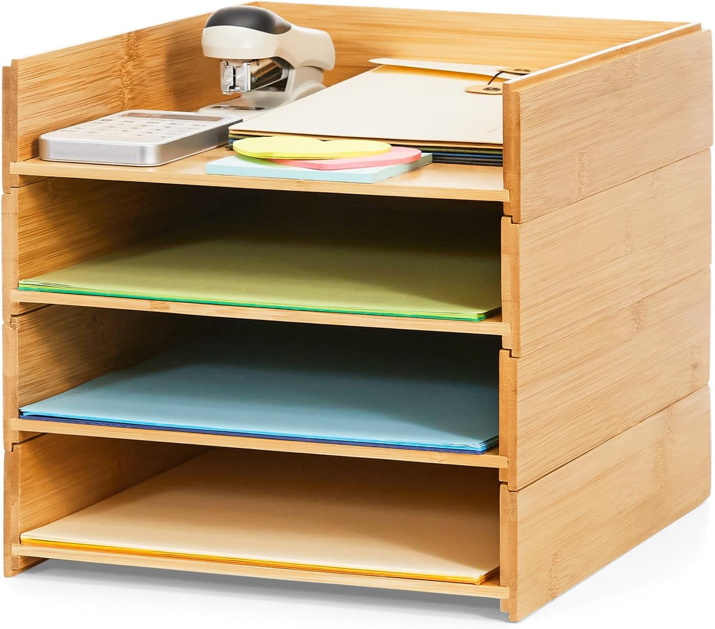 File Organizer Desktop Paper Sorter,Tray Letter Storage with 4 ...
