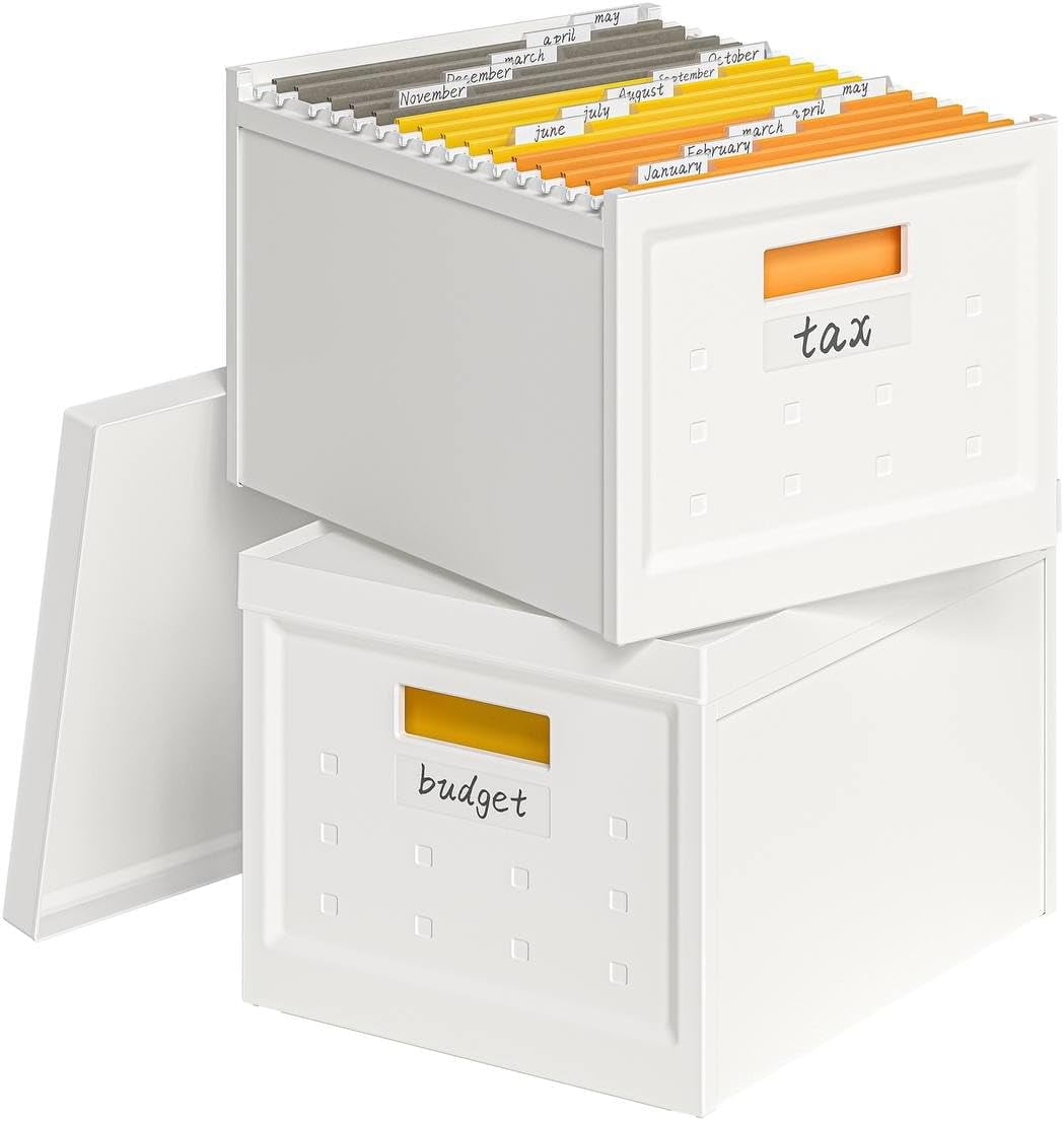 File Organizer File Box with Lid, Universal Hanging File Organizer ...