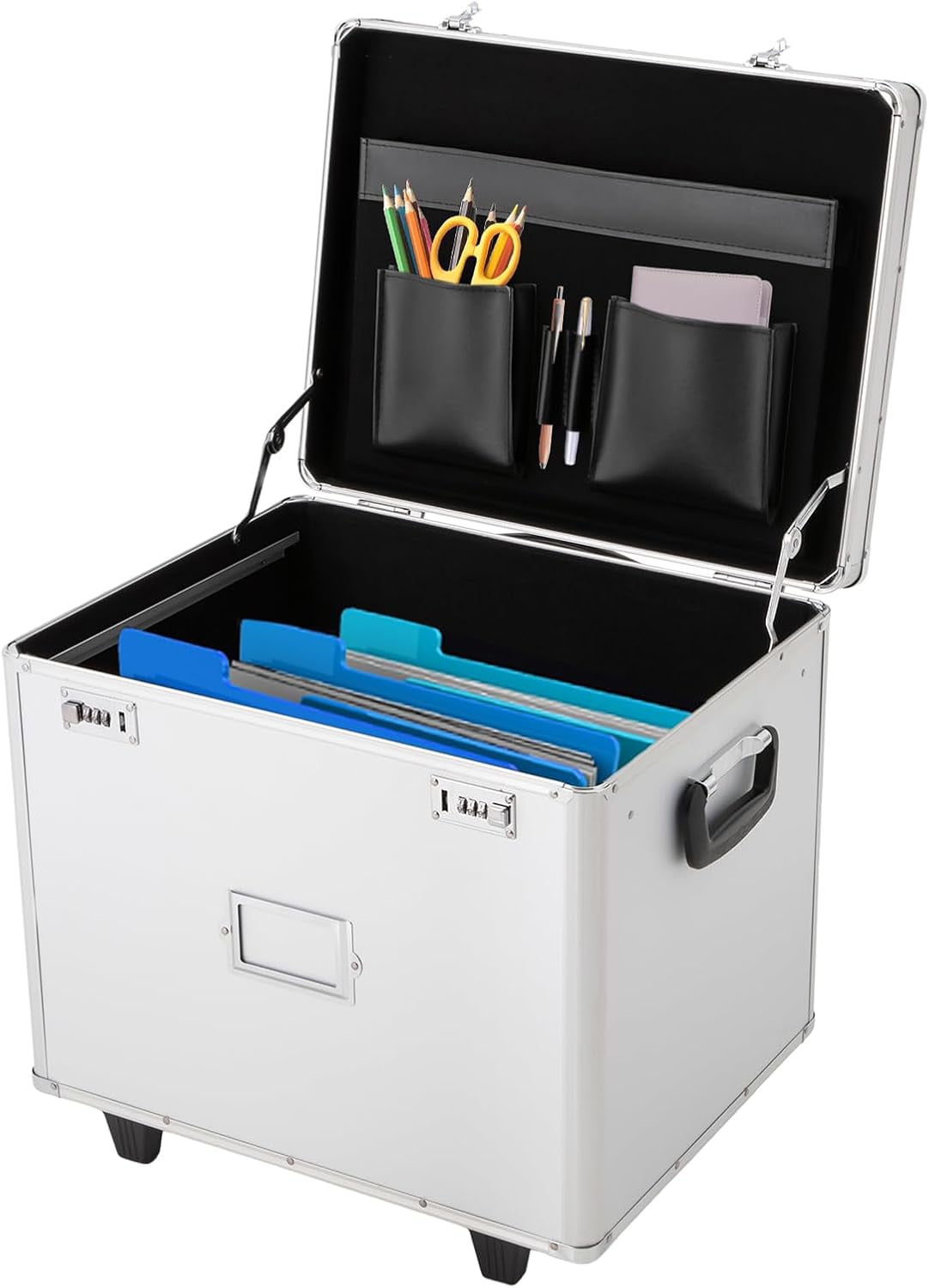 File Organizer Storage Box Portable Locking Storage Totes with Dual ...