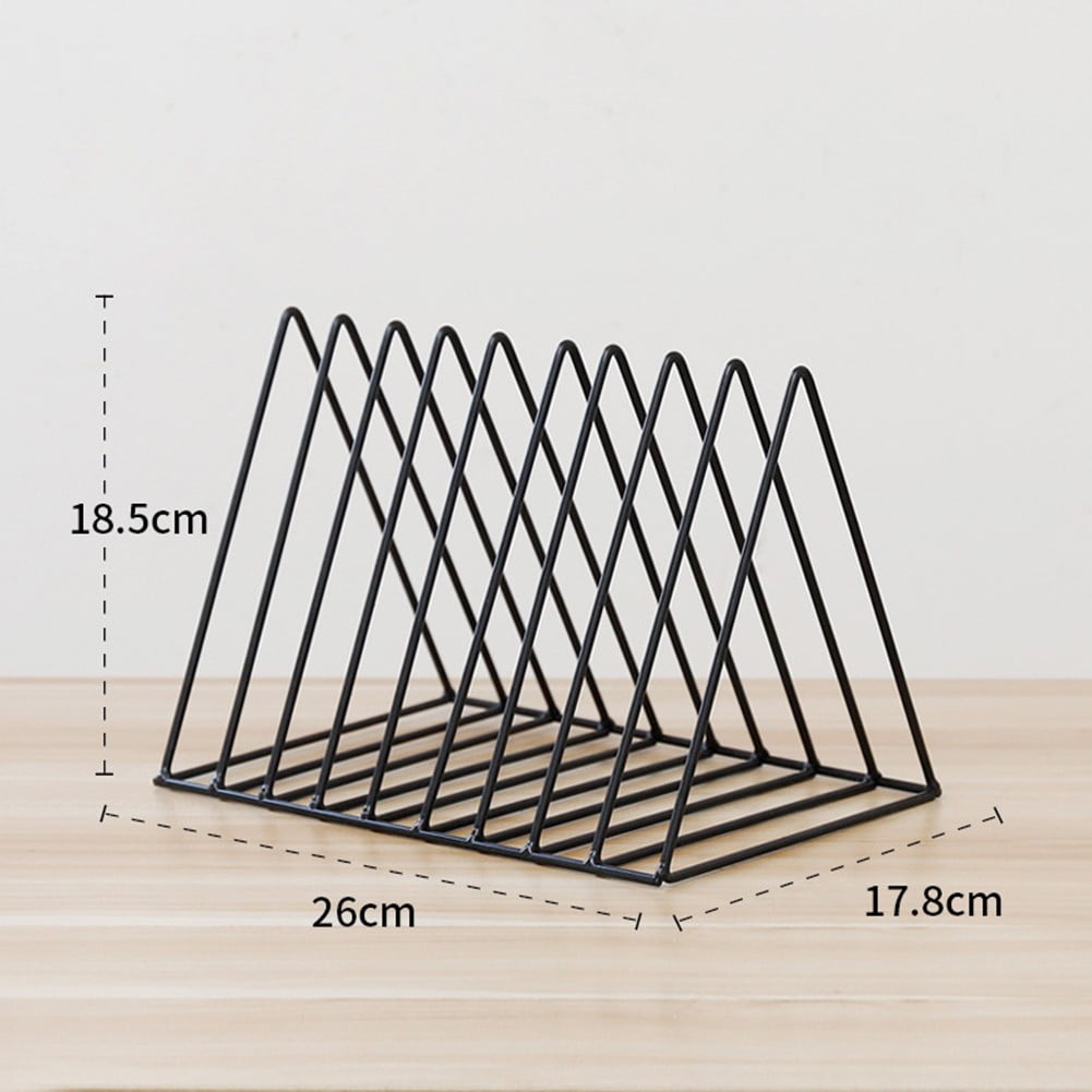 File Organizer Triangle Iron Desktop Storage Book Rack Bookshelf Black ...