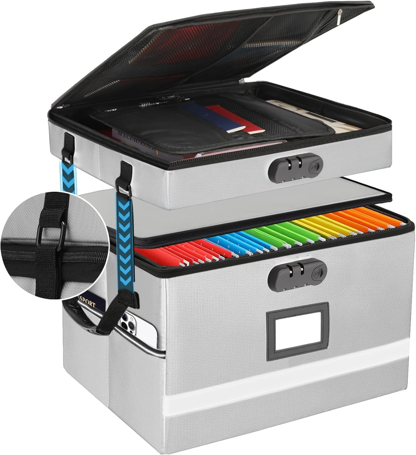 File Organizer with Lock, Portable File Box with Handle, File Boxes ...
