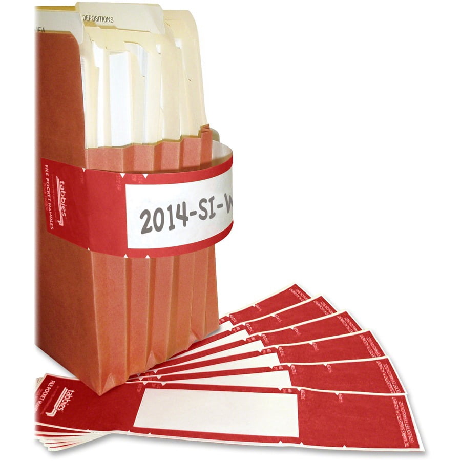 File Pocket Handles, 9.63 X 2, Red/white, 4/sheet, 12 Sheets/pack ...