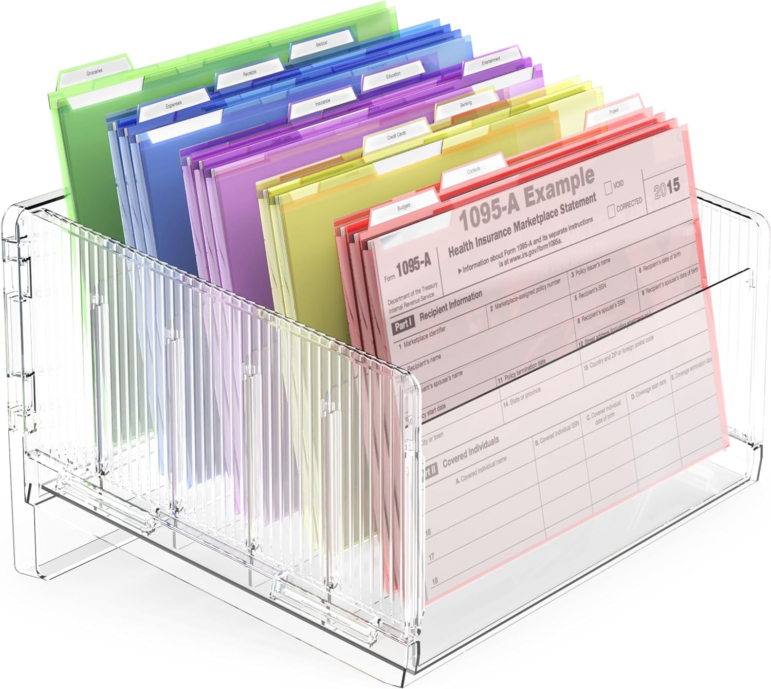 File Sorter Organizer, 5 Sections Acrylic Letter Tray for Desk, Mail ...