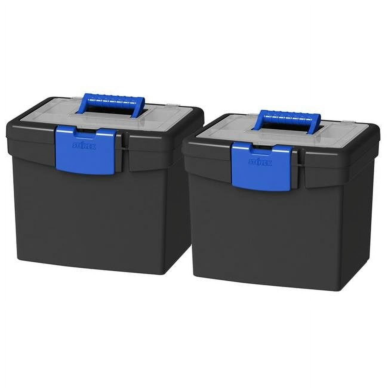 File Storage Box with Extra Large Storage Lid, Black & Blue - Pack of 2 ...