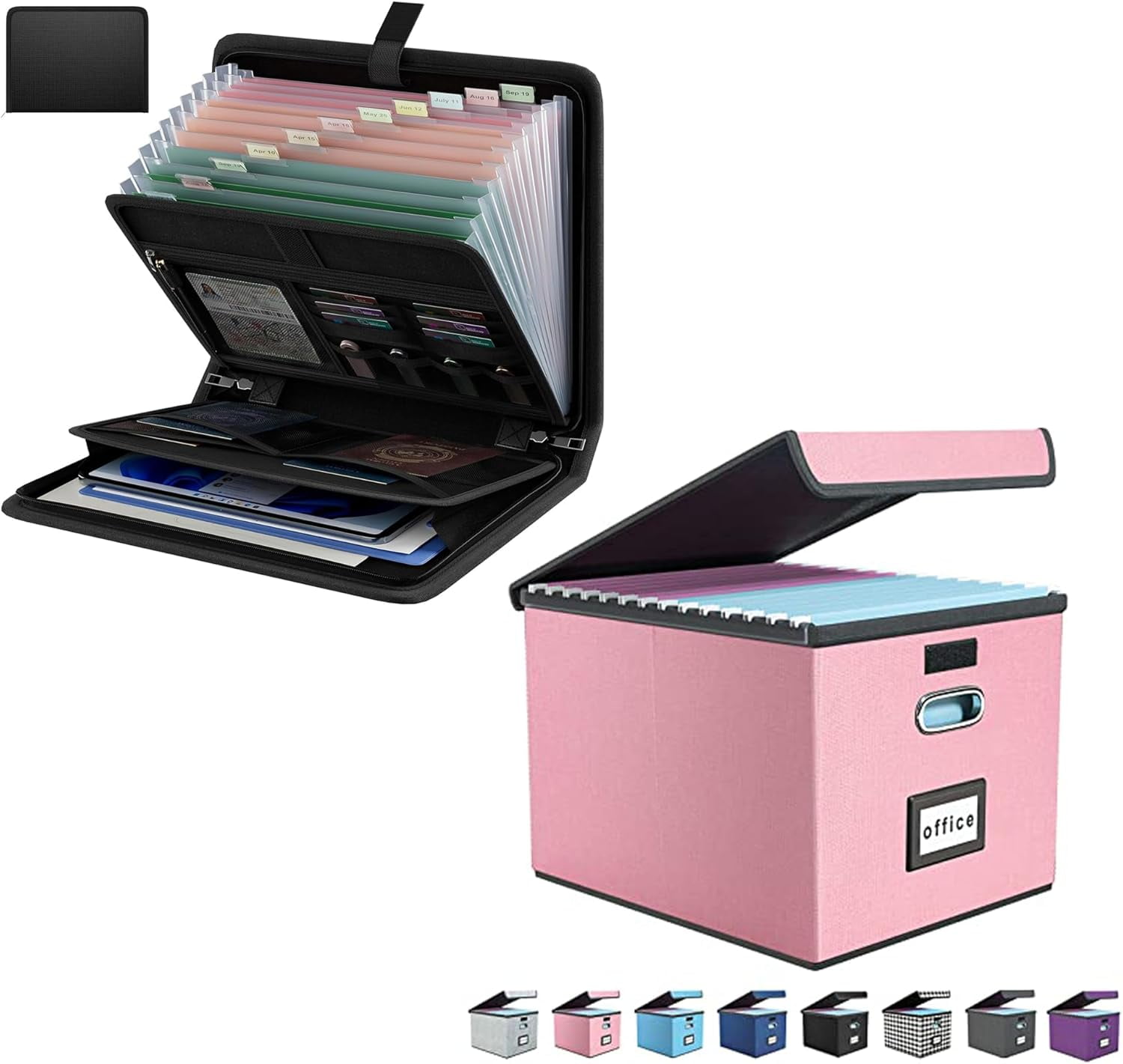 File Storage Organizer Boxes with Lids&Fireproof Accordion File ...