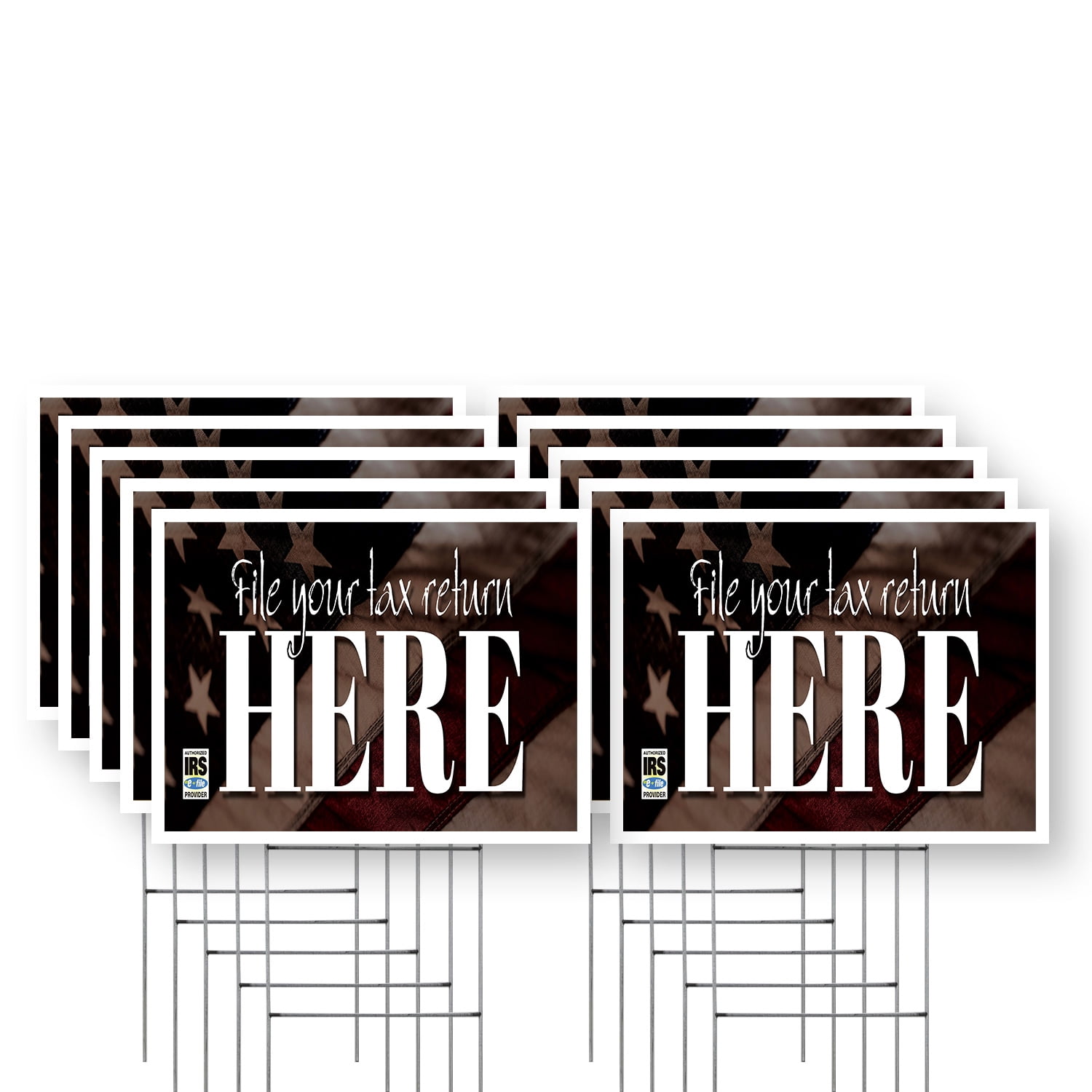 File Your Tax Return Here Yard Sign 10 Pack of 12 Inch x 16 Inch Double ...