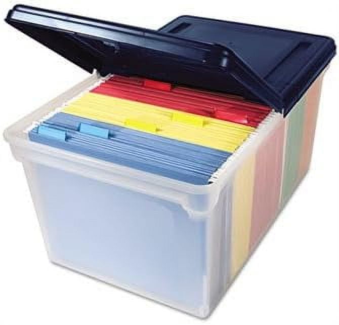 File Tote Storage Box with Lid, Letter, Plastic, Clear/Navy - Walmart.com