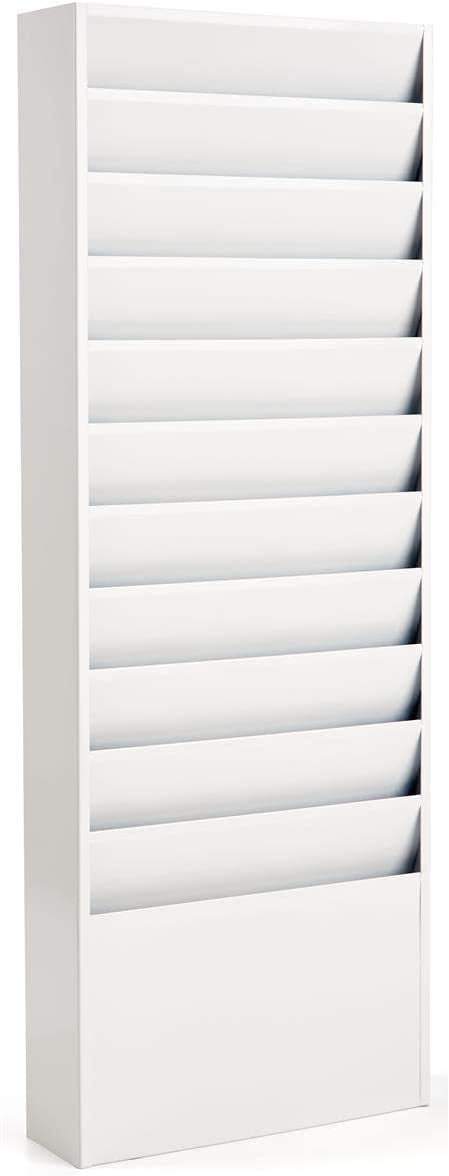 File Wall Mount, 11 Tiers, Letter Size, Magnet Receptive Steel - White ...