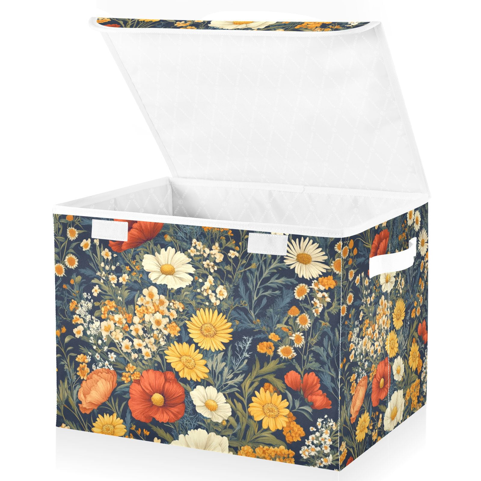 Filed Flowers Floral Storage Basket for Shelves Foldable Container ...