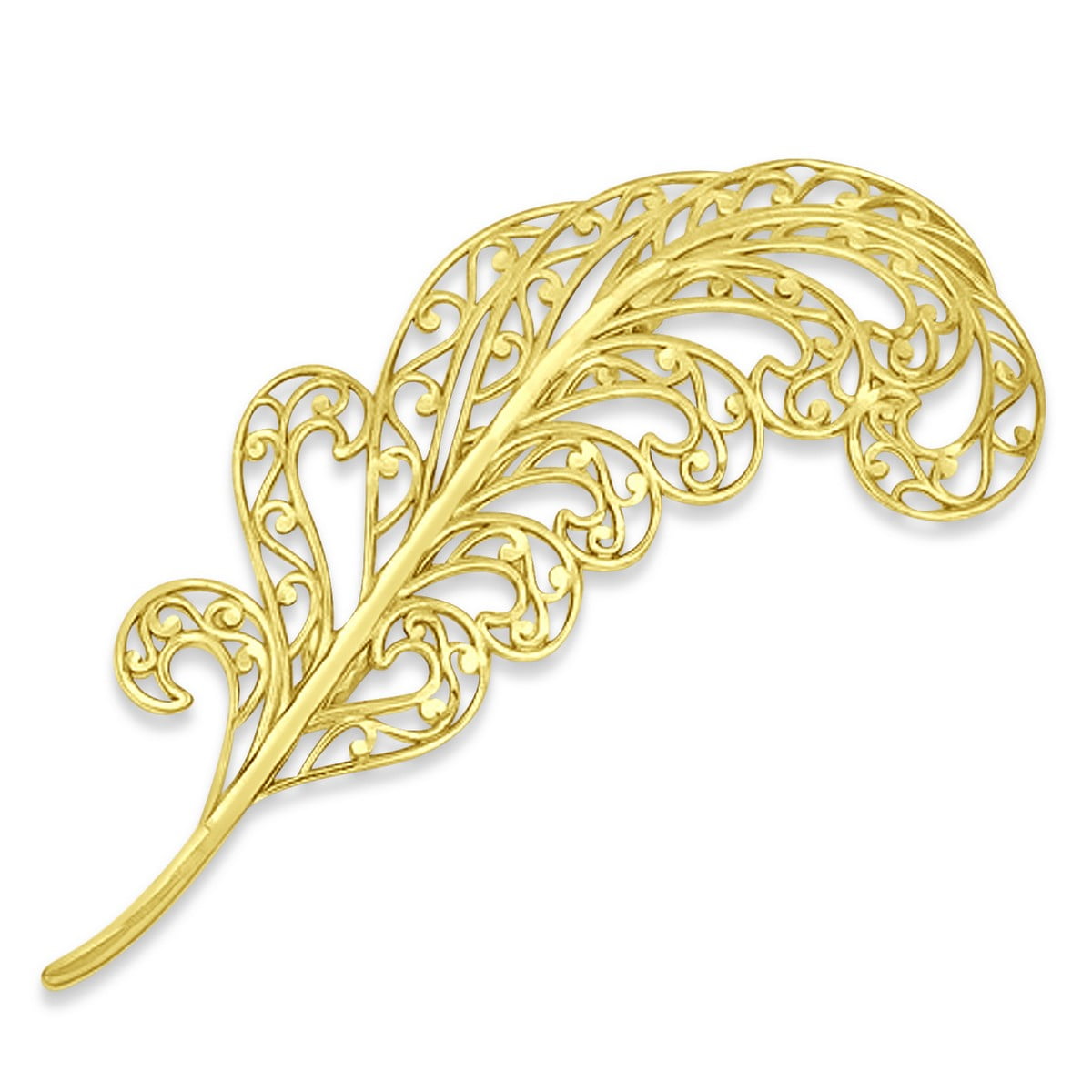 Filigree Feather Brooch Pin 14k Yellow Gold - Walmart.com