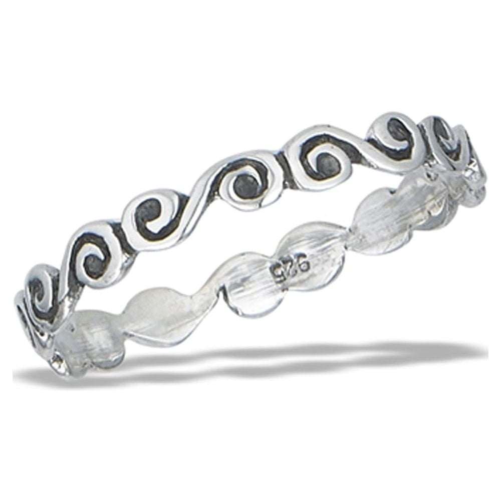 Filigree Infinity Swirl Wave Lovers Ring .925 Sterling Silver Band ...
