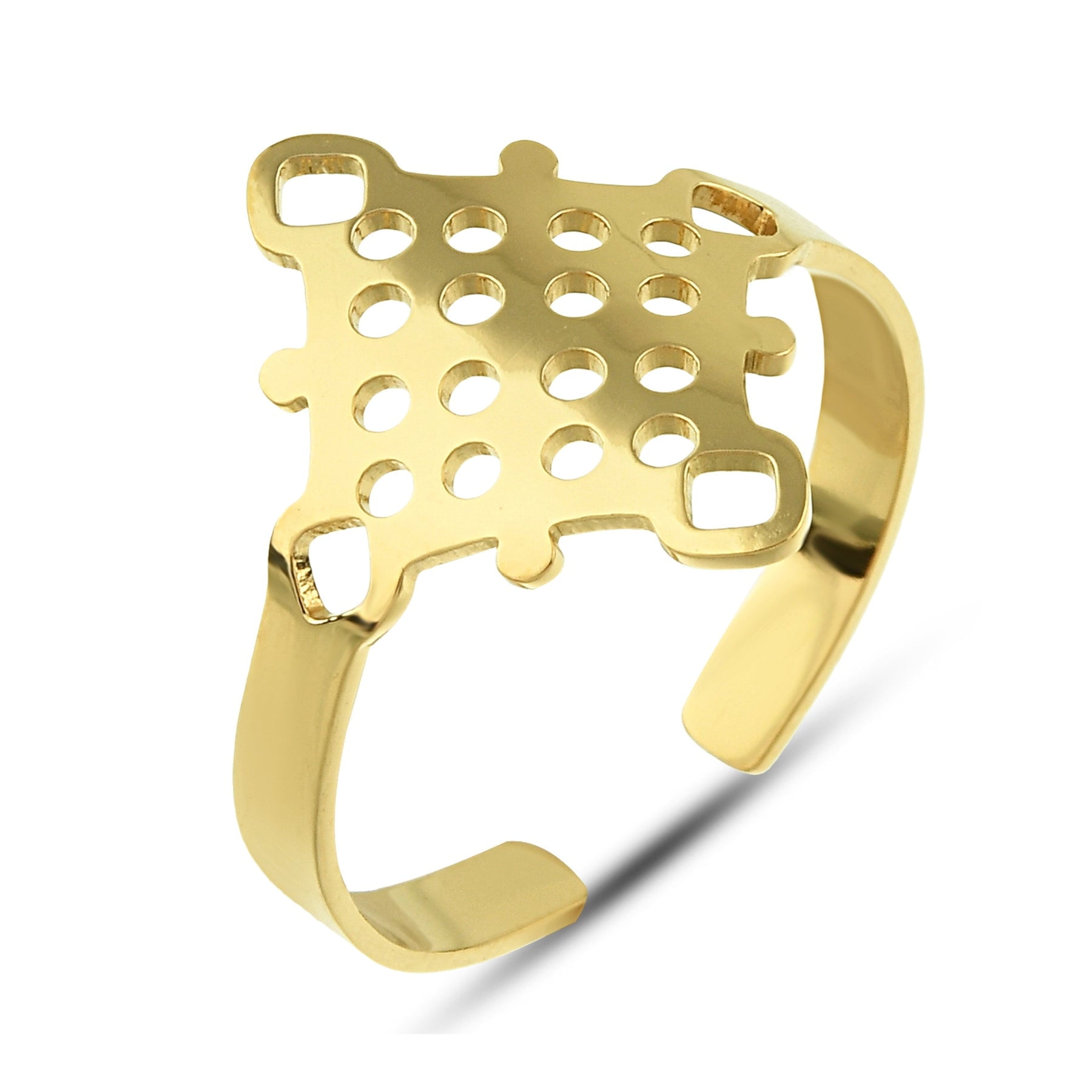 Filigree Rhombus Band Ring - Gold Plated Stainless Steel Ring ...