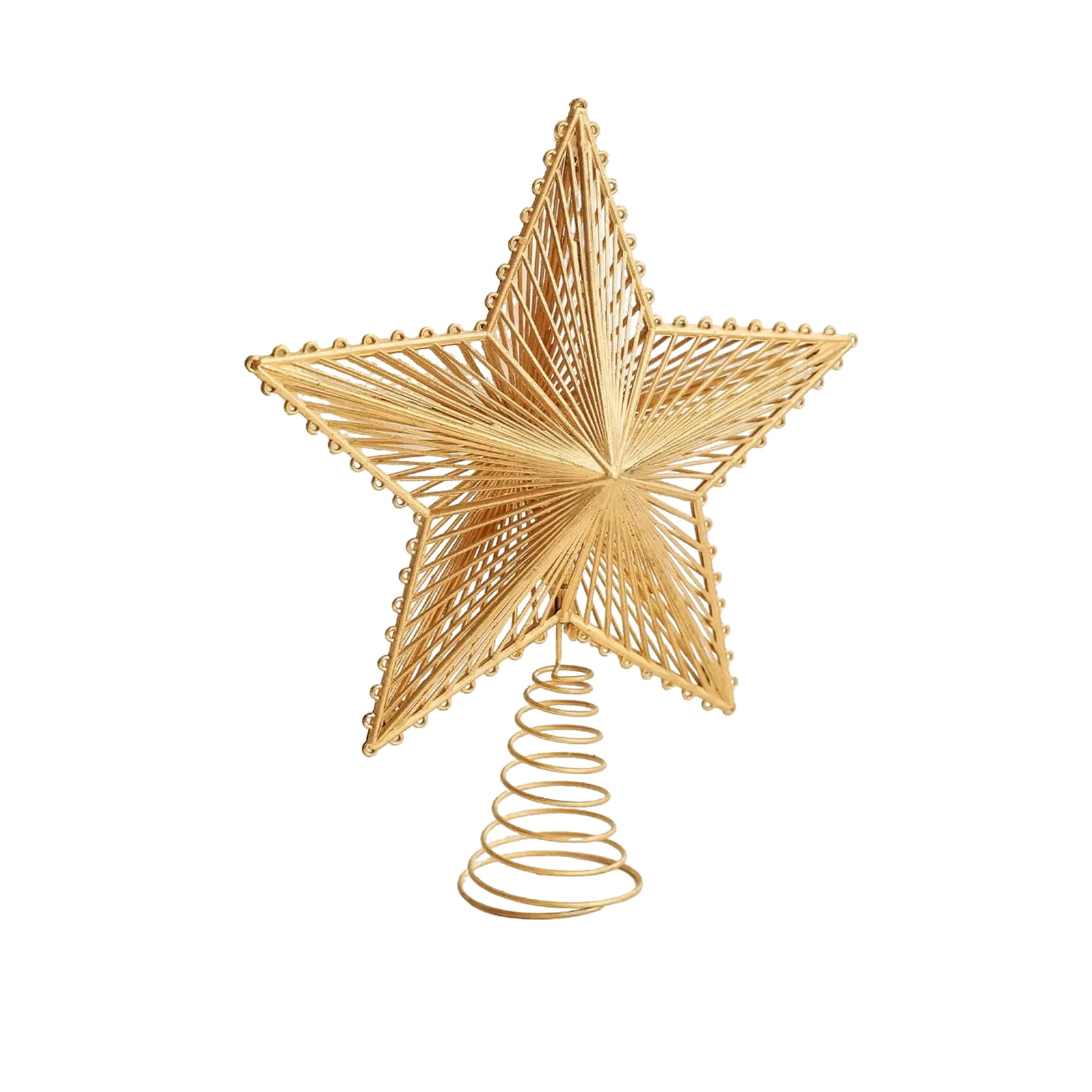 Filigree Star Tree Topper, Golden Metallic Open Wire 3D Star, Elegant ...
