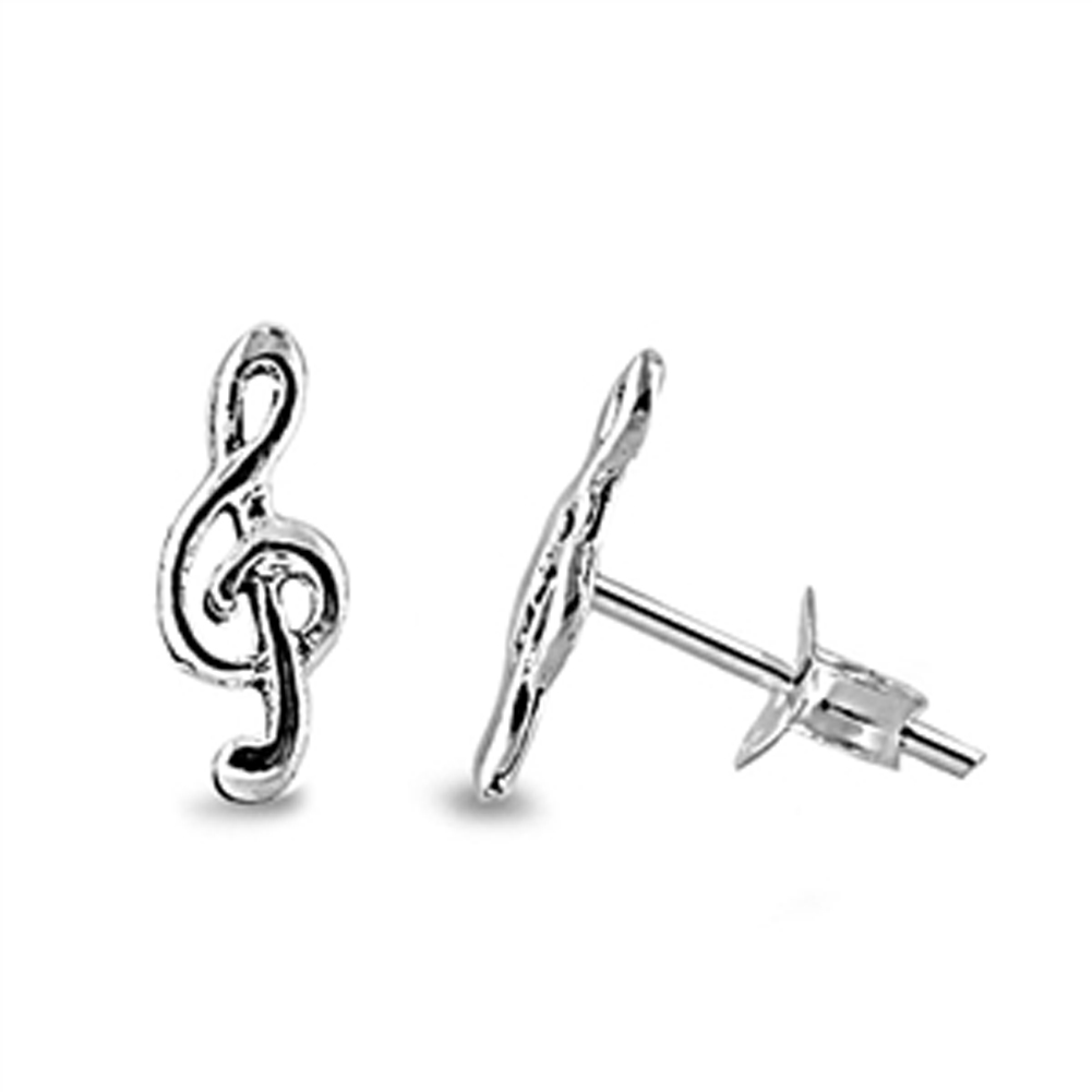 Filigree Swirl Treble Clef Knot .925 Sterling Silver Loop Music Note ...