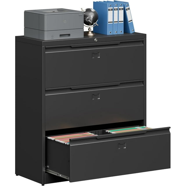 Filing Cabinet with Lock,Lateral File Cabinet 3 Drawer Metal Wide ...