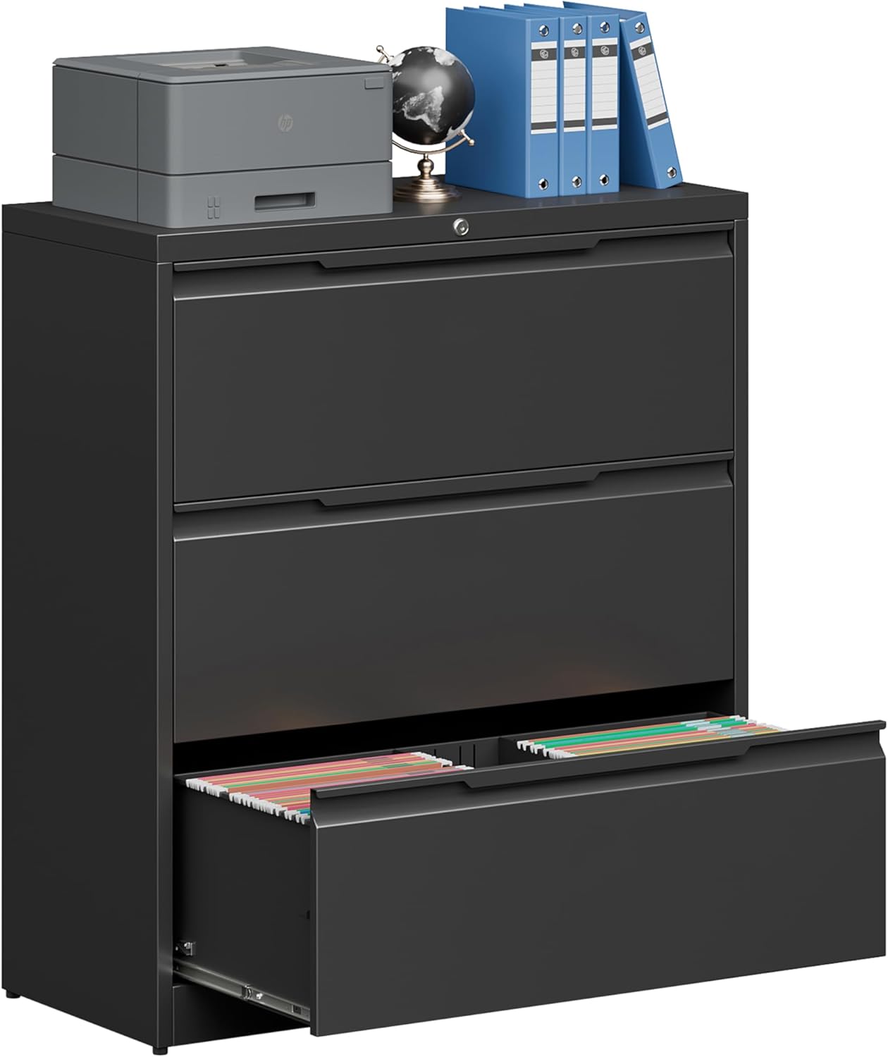 Filing Cabinet with Lock,Lateral File Cabinets 3 Drawer Metal Wide ...