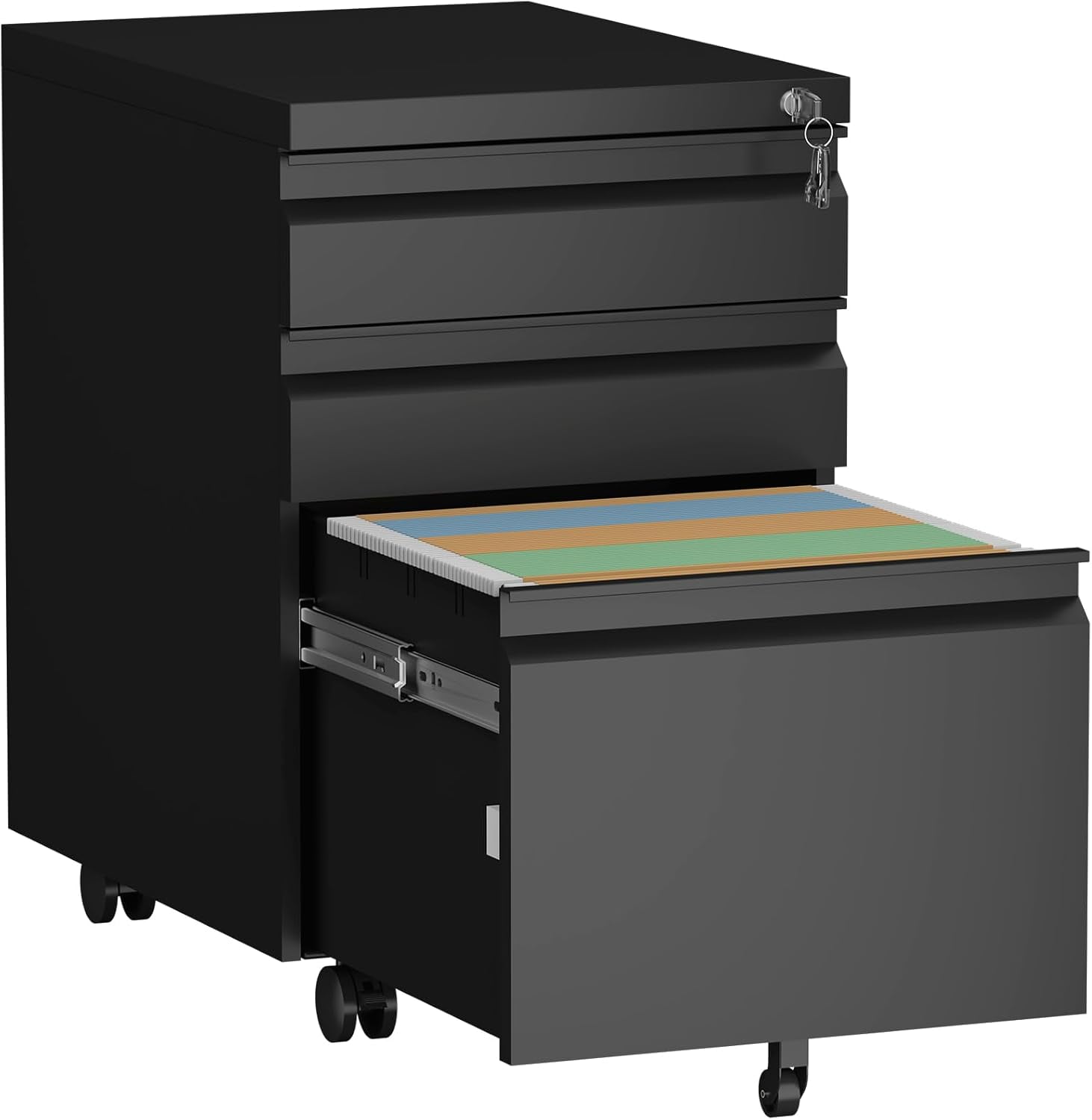 Filing Cabinet,Under Desk File Cabinet with Wheels,Mobile Metal Filing ...