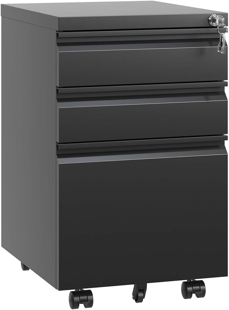 Filing Cabinets for Home Office, 3 Drawer File Cabinet with Lock, Under ...