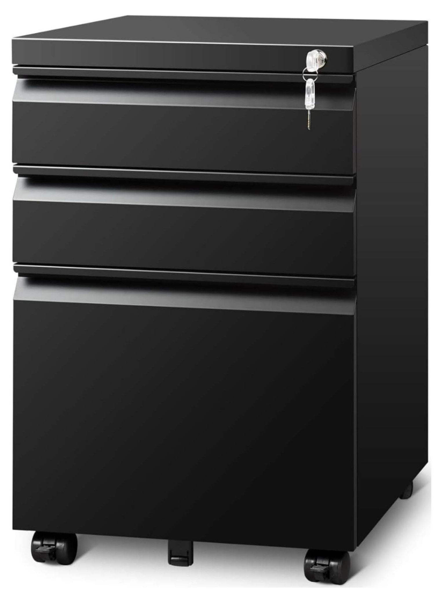 Filing Cabinets for Home Office, Mobile File Cabinet with Lock, 3 ...