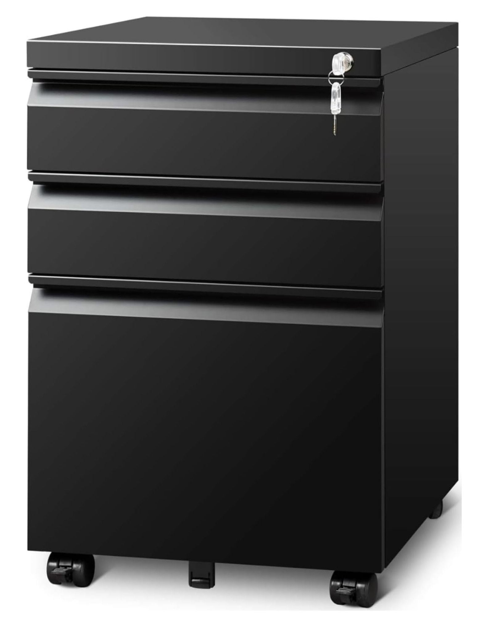 Filing Cabinets for Home Office, Mobile File Cabinet with Lock, 3 ...