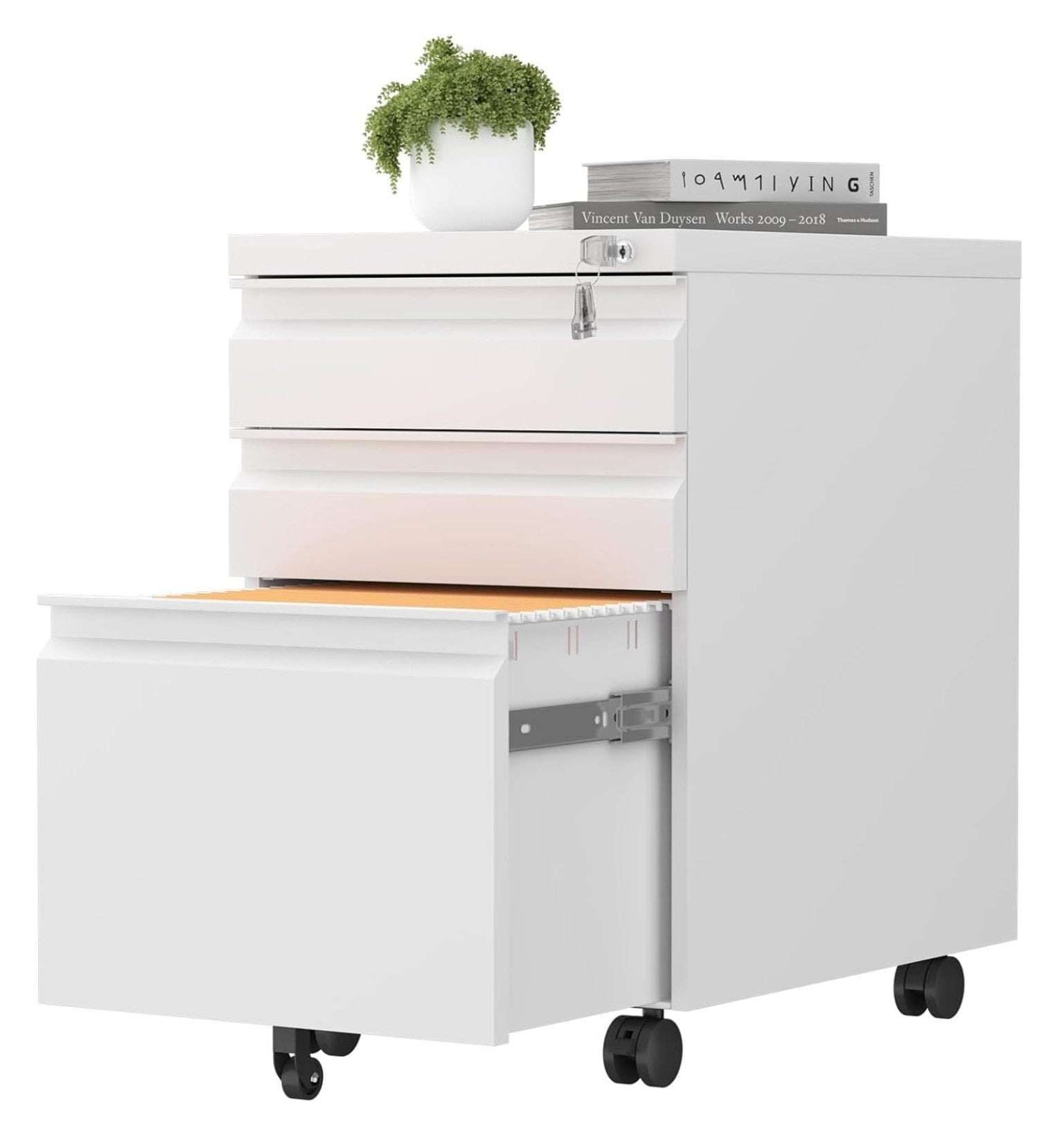 Filing Cabinets, Mobile File Cabinet with Lock for Home Office, 3 ...