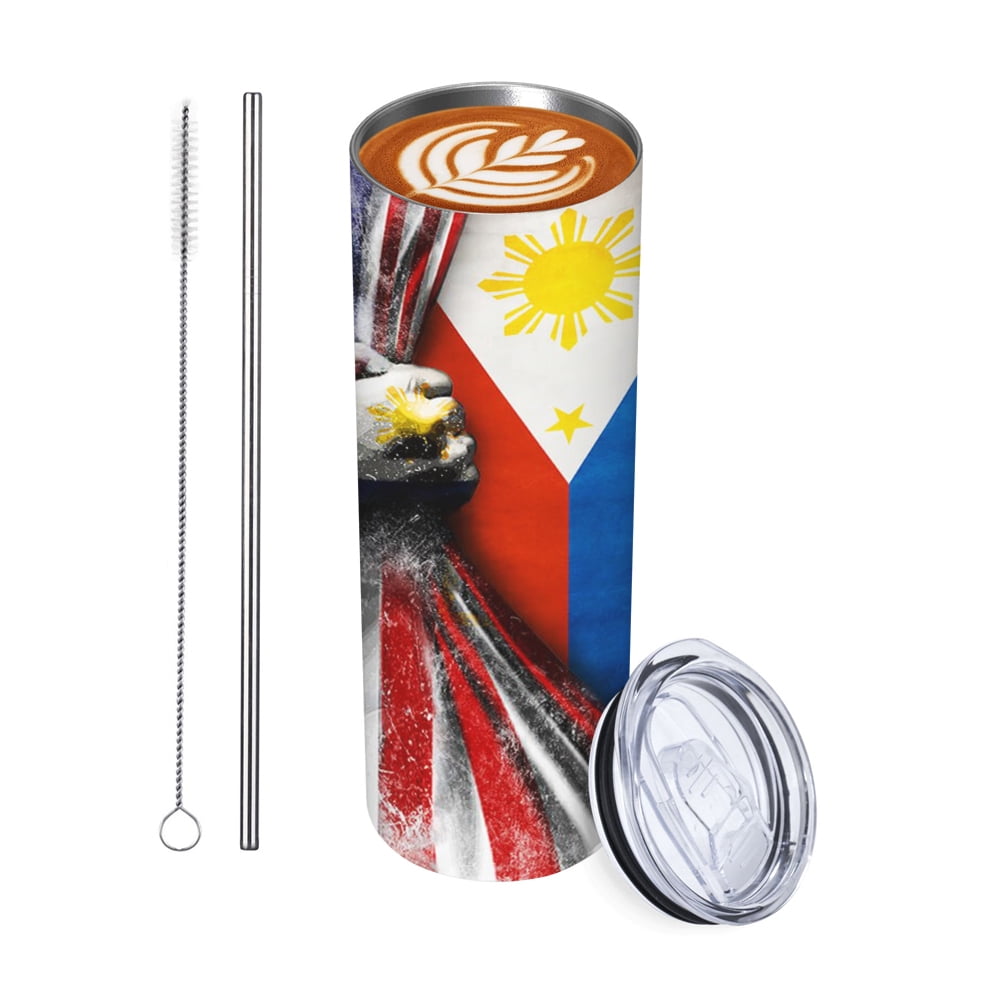Filipino American Flag 20oz Coffee Mug Cup,Stainless Steel Thermos ...