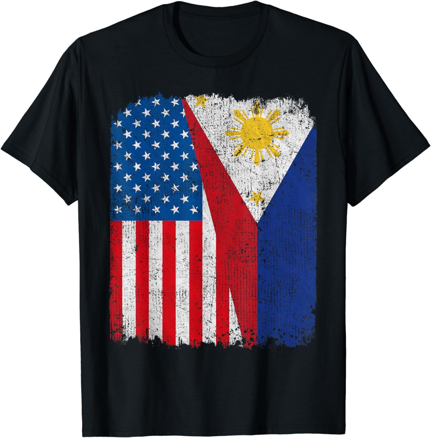Filipino American Flag Half USA Philippines Root Proud T-Shirt ...