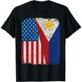 Filipino American Flag Half USA Philippines Root Proud T-Shirt ...