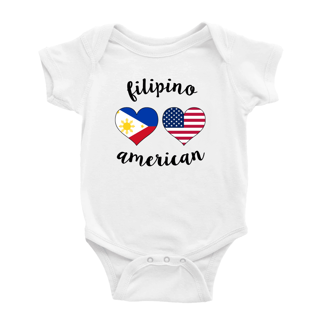 Filipino American Flag Two Hearts Baby Bodysuit Newborn Clothes Outfits ...