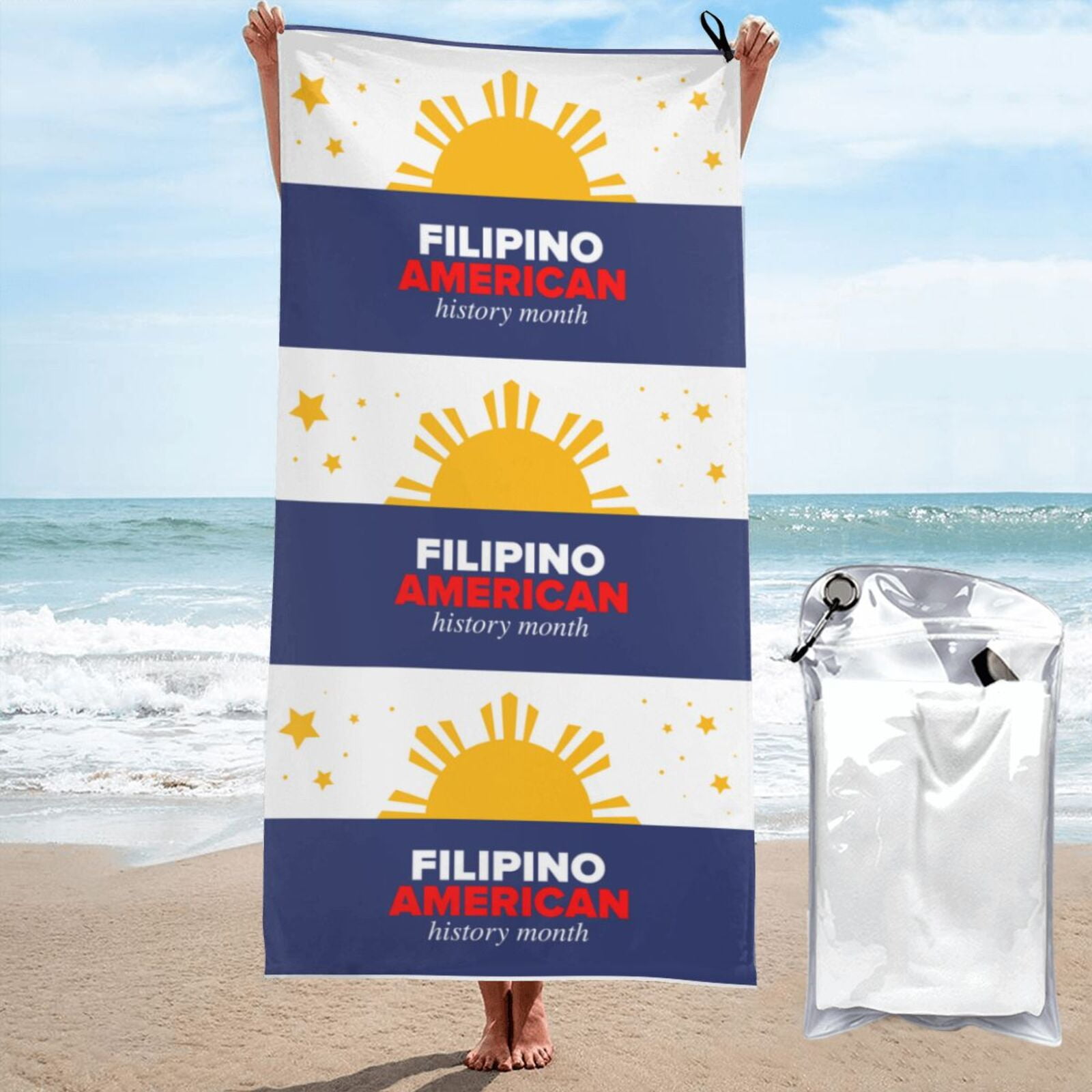 Filipino American Heritage Month Large Quick Dry Beach Towel, Sand Free ...