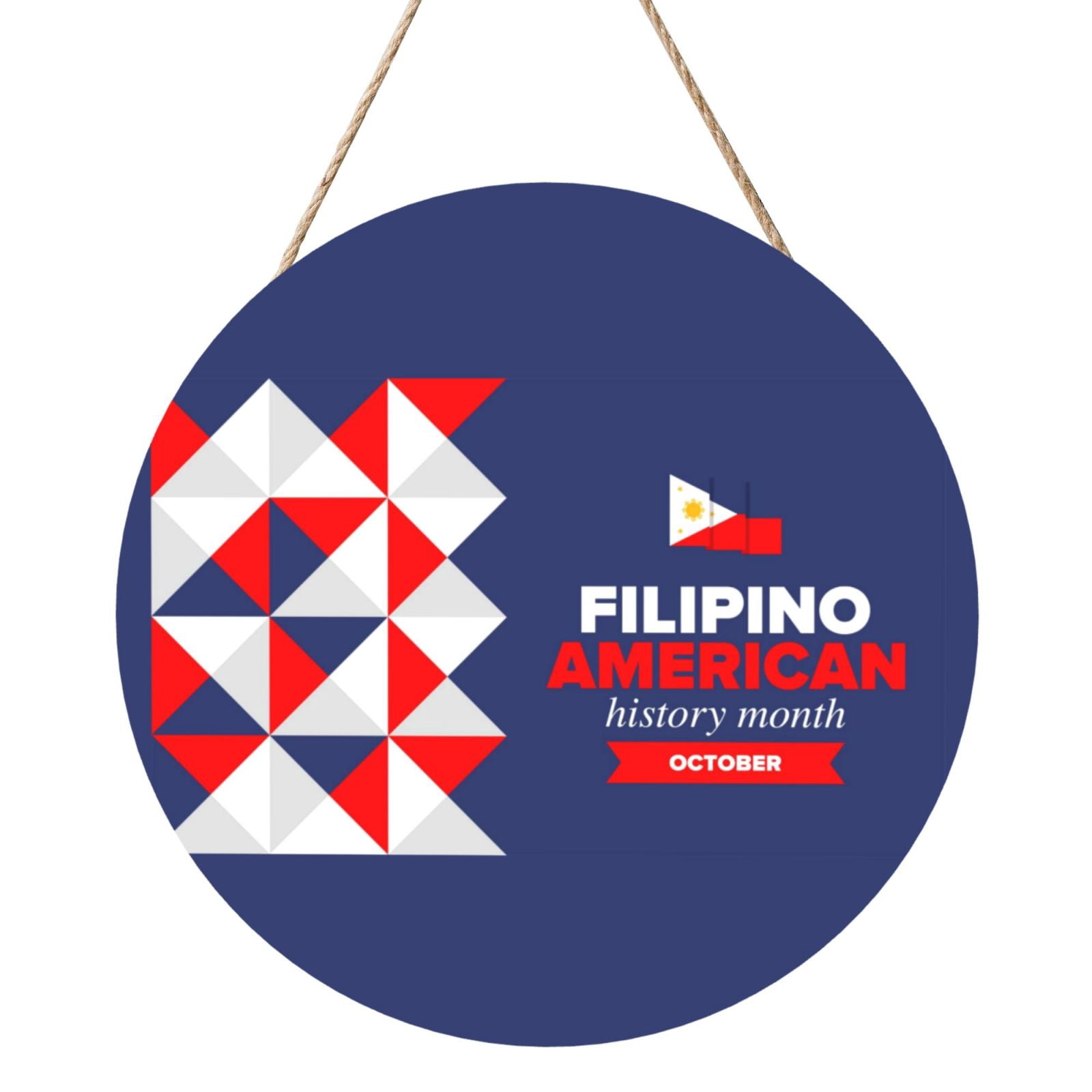 Filipino American Heritage Month Wooden Hanging Sign Ornament Welcome ...
