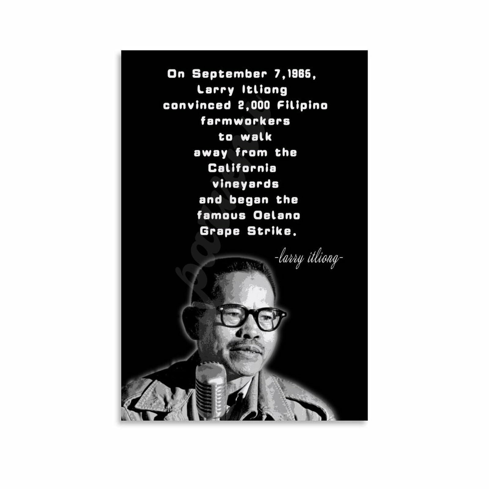 Filipino American Labor Organizer Larry Itliong Vintage Quote Poster (5 ...