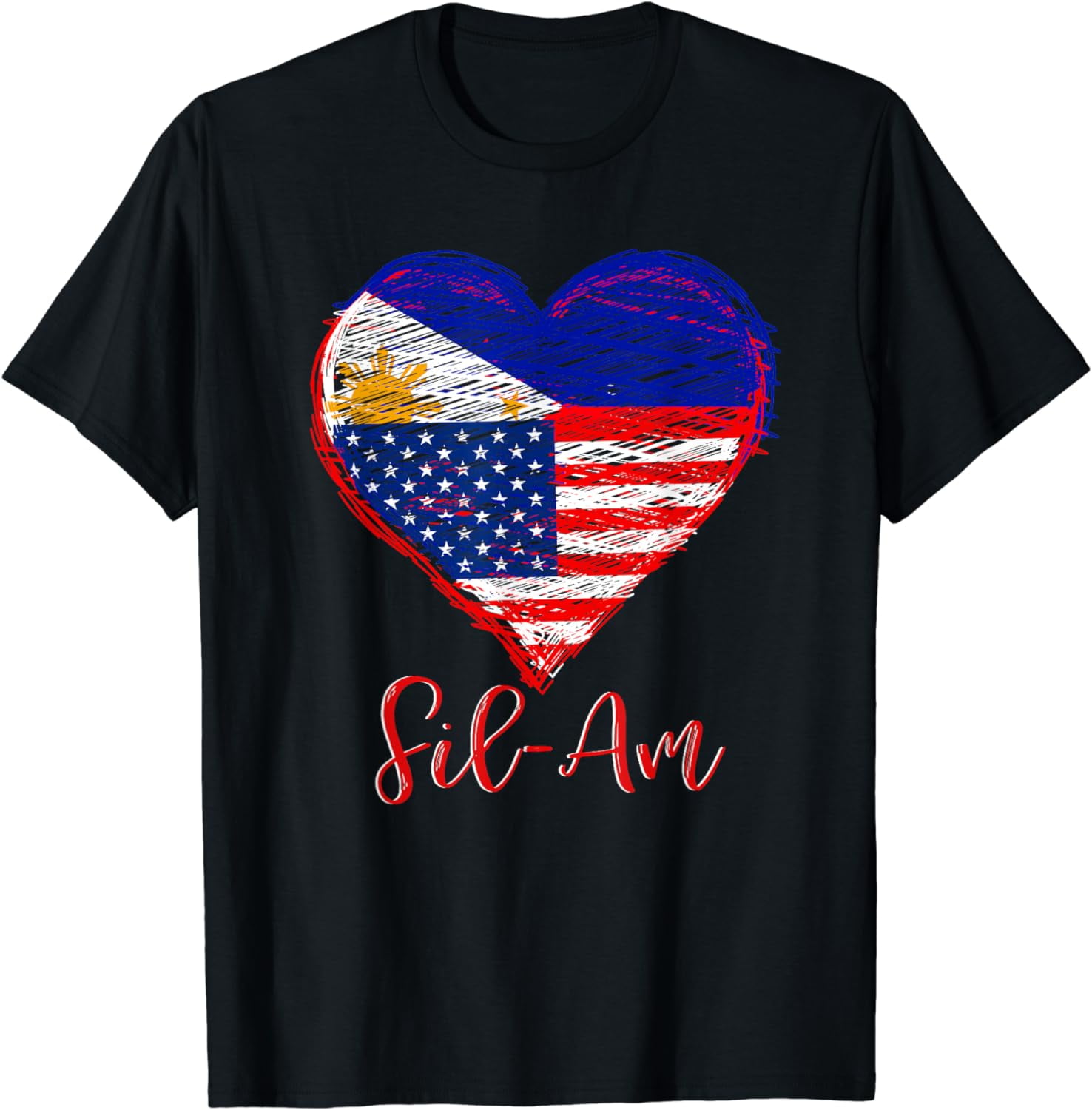 Filipino American Shirt Heart & Flag - Fil-Am T-Shirt - Walmart.com