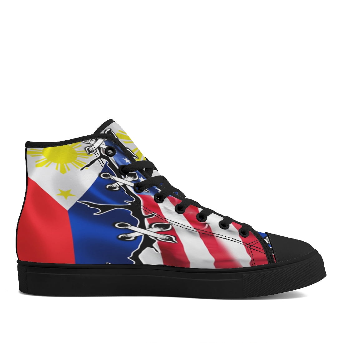 Filipino American flag High Top Canvas Shoes Sneakers Black Size 13 ...