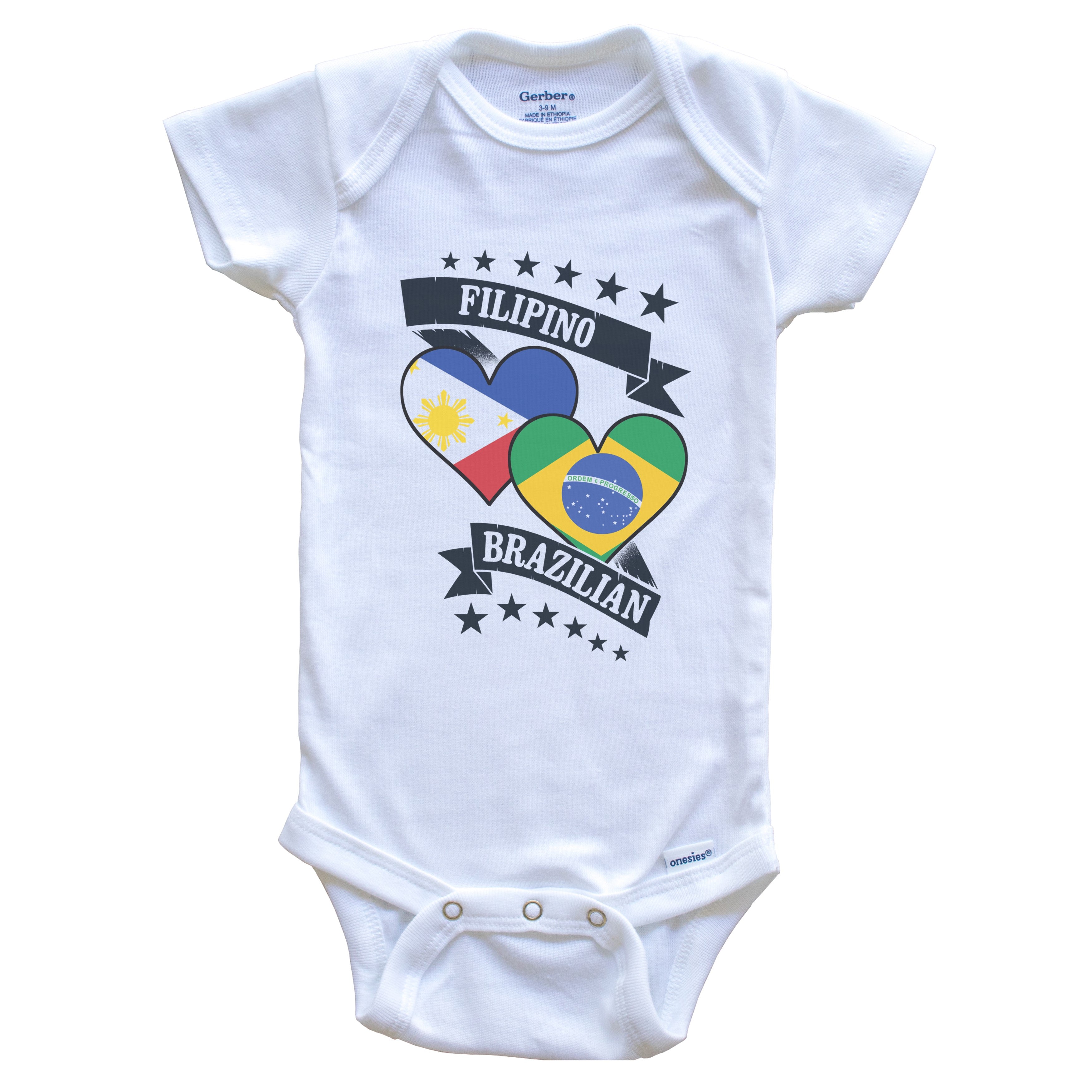Filipino Brazilian Heart Flags Philippines Brazil Baby Bodysuit, 3-6 ...