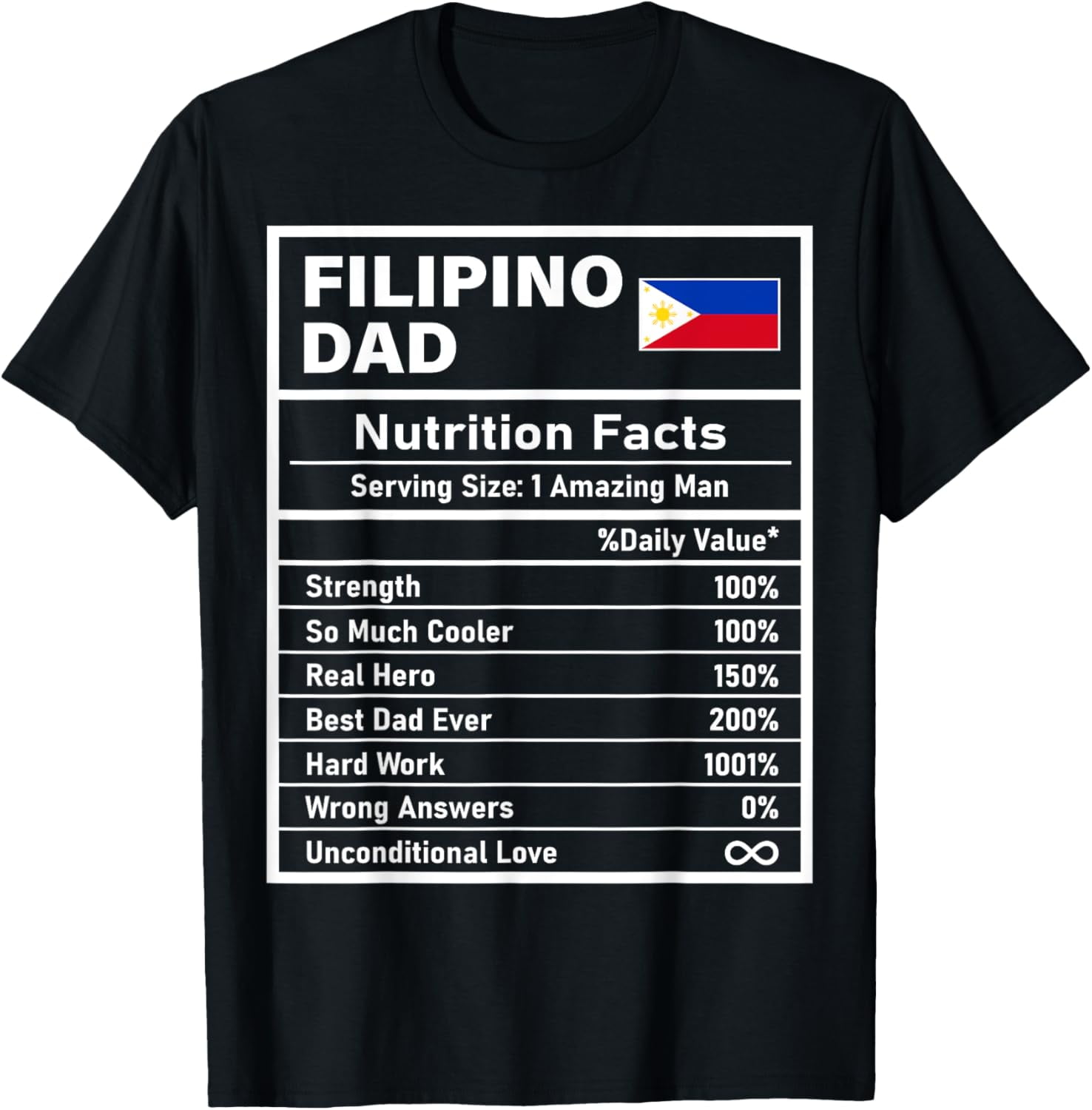 Filipino Dad Nutrition Facts Father's Day National Heritage T-Shirt ...