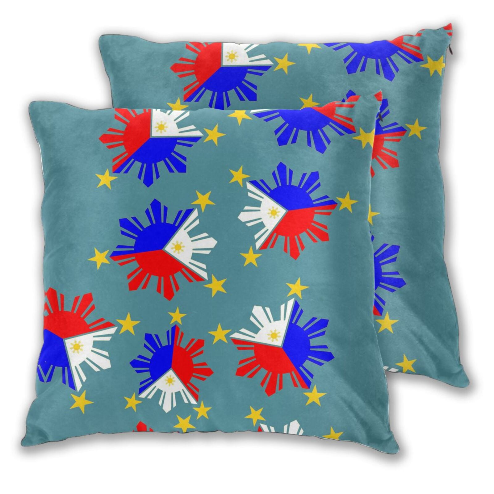 Filipino Flag Stars Sun Pattern Couch Square Decorative Throw Pillow ...