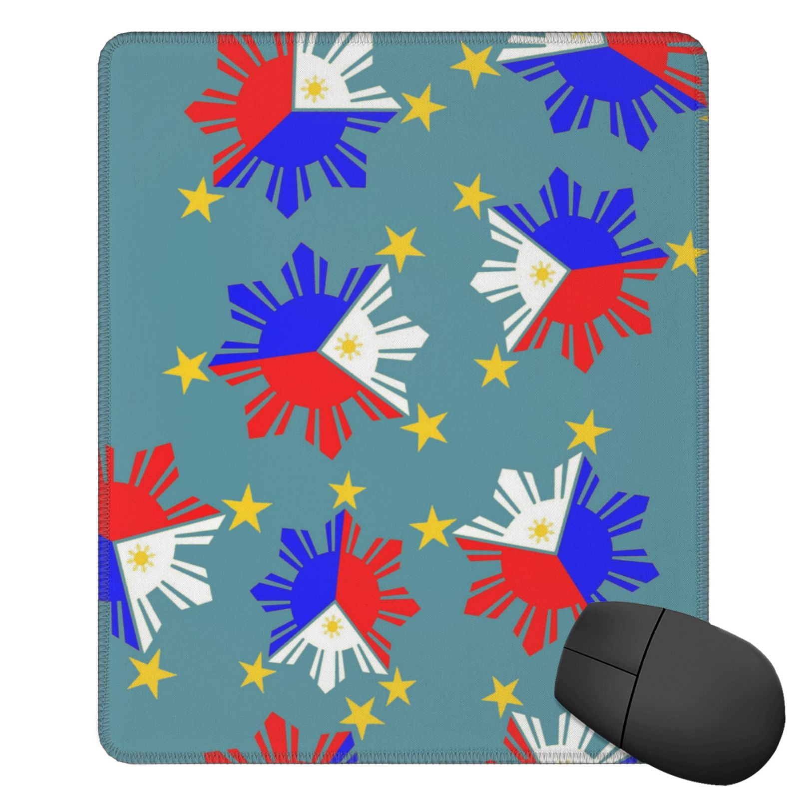 Filipino Flag Stars Sun Pattern Square Mousepad With Stitched Edges ...