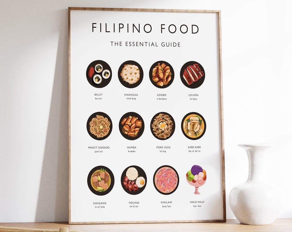 Filipino Food Art Print, Filipino Cuisine Wall Art, Philippines Food ...