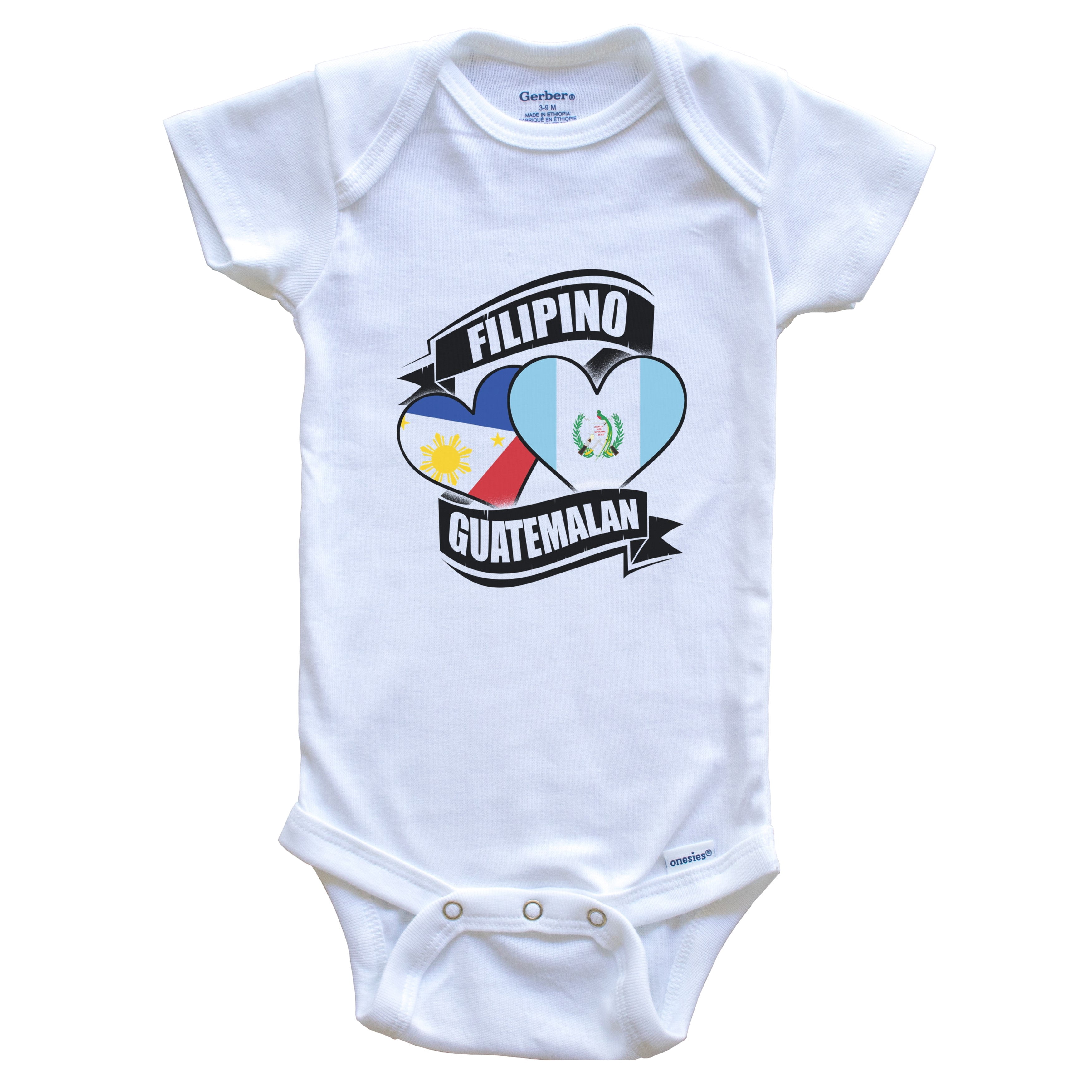 Filipino Guatemalan Hearts Philippines Guatemala Flags Baby Bodysuit, 0 ...