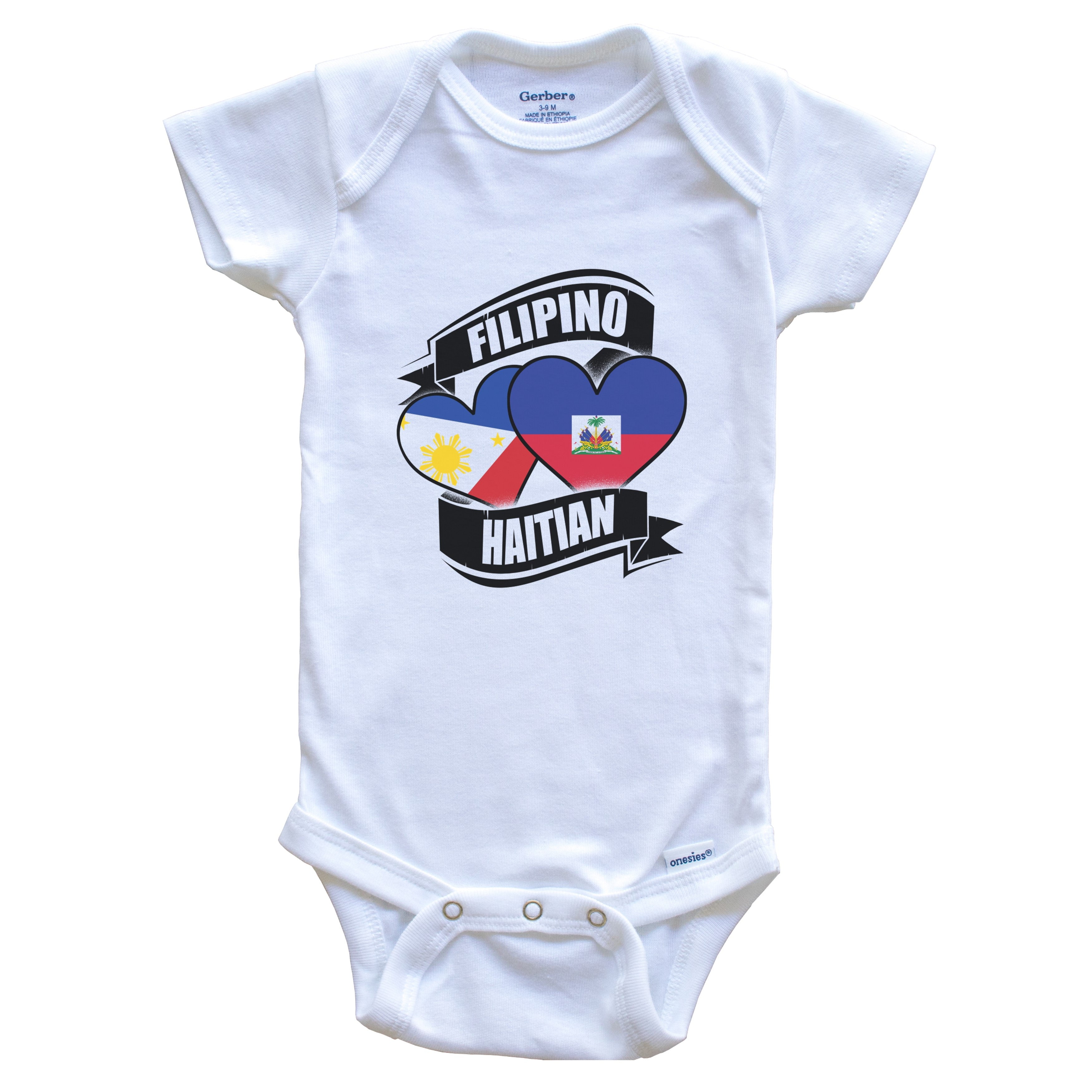 Filipino Haitian Hearts Philippines Haiti Flags Baby Bodysuit, 3-6 ...