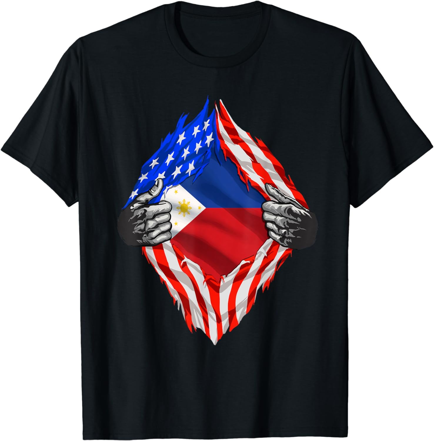 Filipino Shirt Philippines American Flag Pinoy Pride Roots T-Shirt ...
