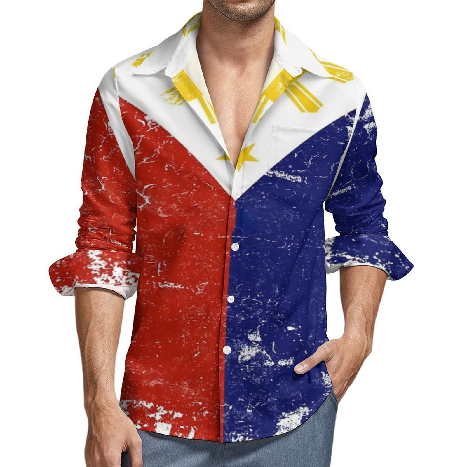Filipino Vintage Distressed Philippines Flag Hawaiian Shirt for Men ...